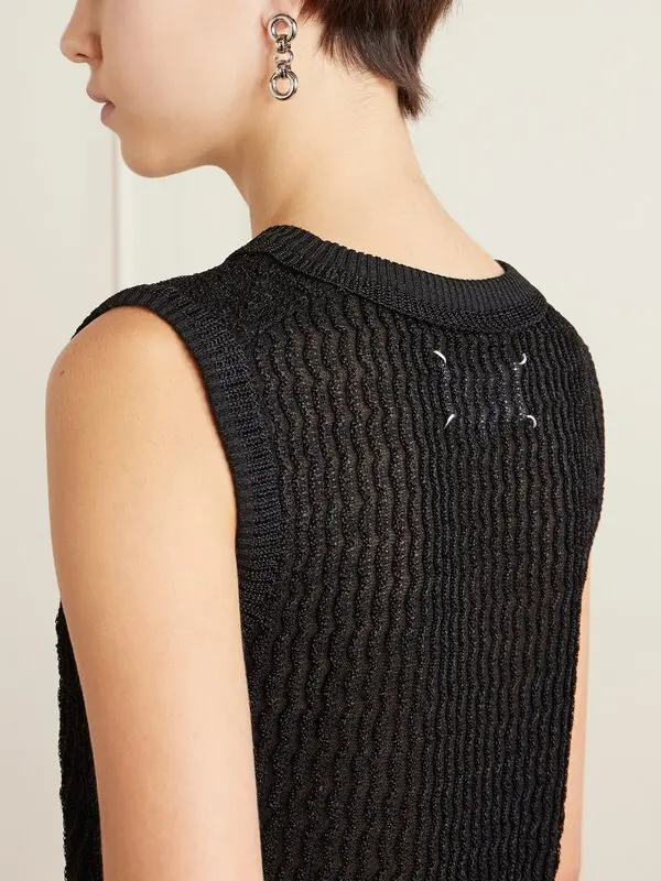 MAISON MARGIELA Ribbed Knit V-neck Tank - Black