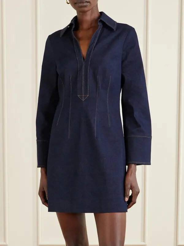 Veronica Beard Raymond Denim Mini Shirt Dress