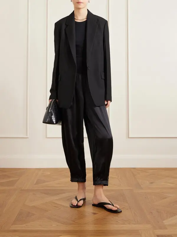 Co Cropped Zip-detailed Silk-satin Tapered Sweatpants