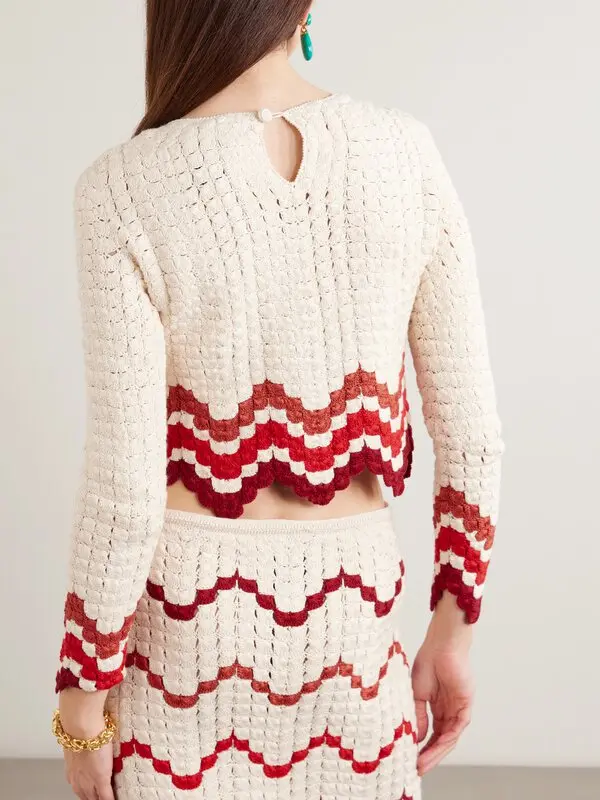 Escvdo Safi Cropped Scalloped Cotton Top