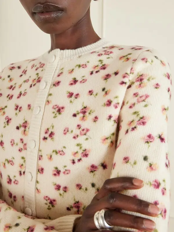 Magda Butrym Floral-print Wool, Silk And Cashmere-blend Cardigan