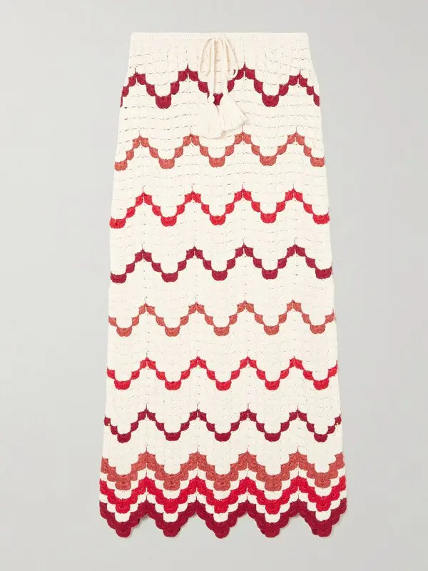 Escvdo Safi Crocheted Cotton Midi Skirt - Red