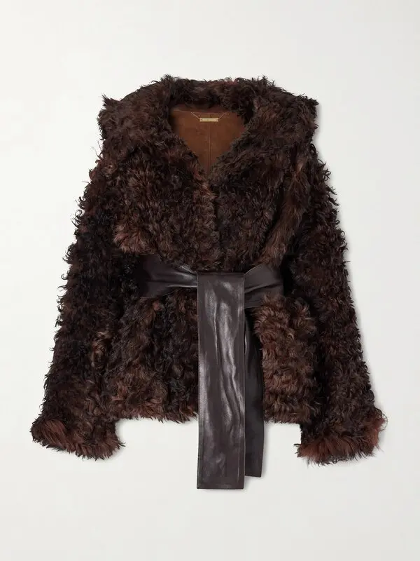 Nour Hammour Belted Shearling Coat