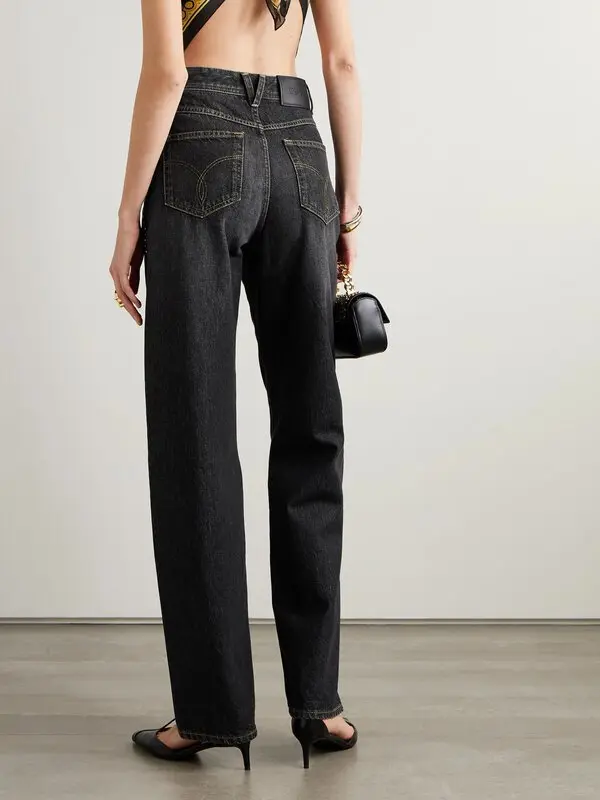 Versace Embellished High-rise Straight-leg Jeans
