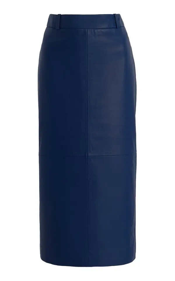THE FRANKIE SHOP Taney Leather Midi Skirt - Blue