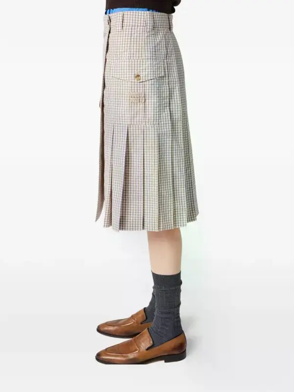 Miu Miu Checked Technical Fabric Skirt