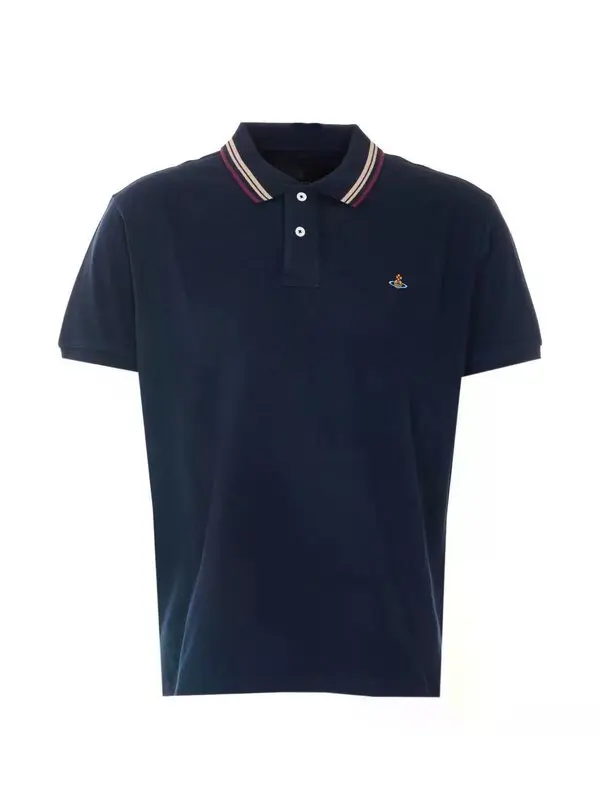 VIVIENNE WESTWOOD Orb-embroidered Polo Shirt - Blue