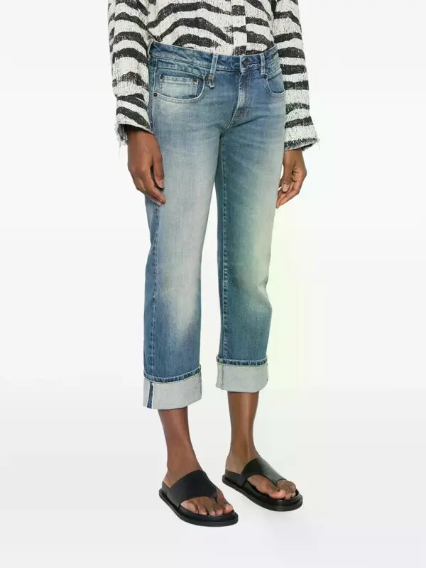 R13 Cuffed Straight Leg Jeans