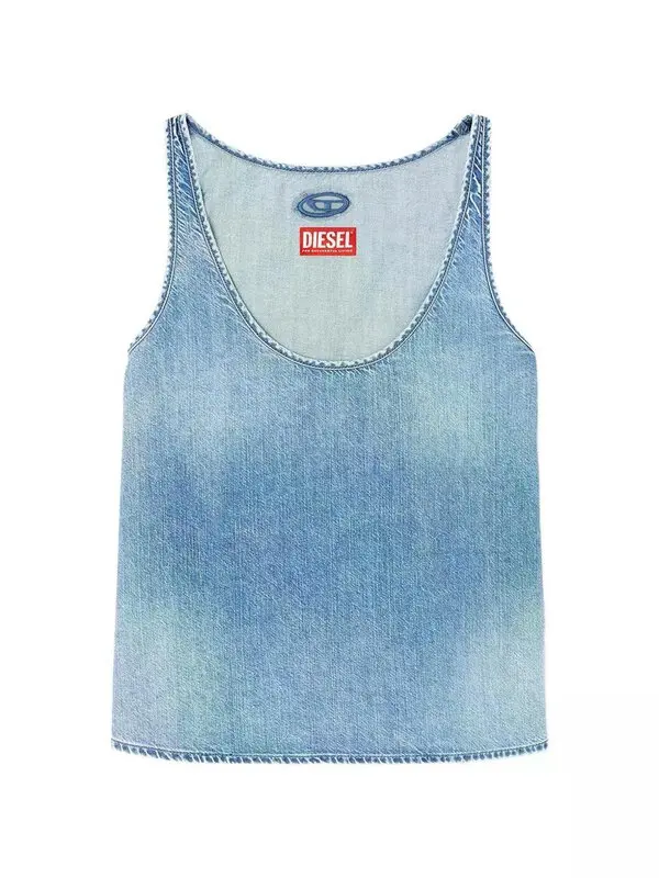 DIESEL® De-misy-s Top Scoop Neck Sleeveless Logo Detail - Blue