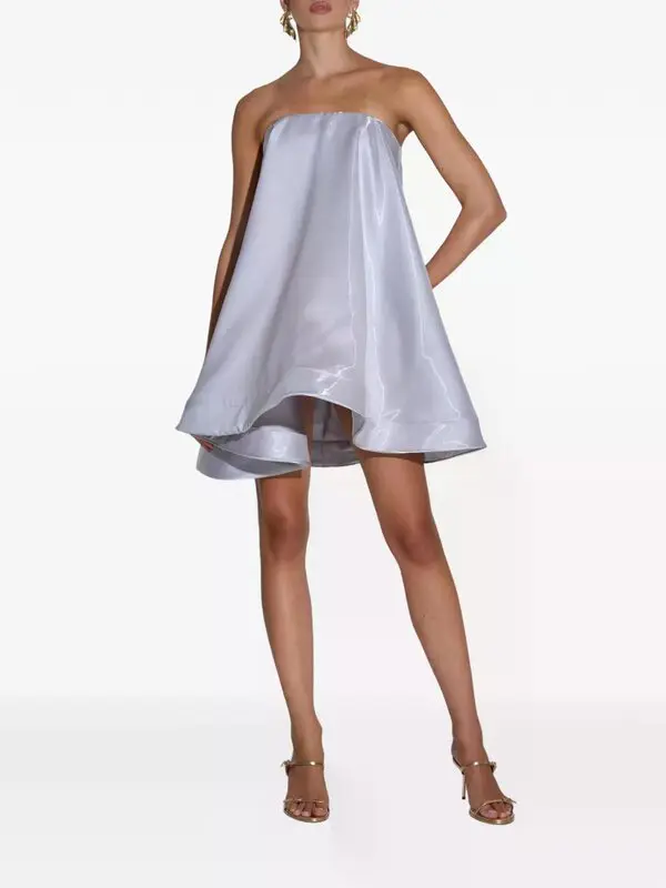 L'IDEE Strapless Mini Dress With Layered Hem - Silver