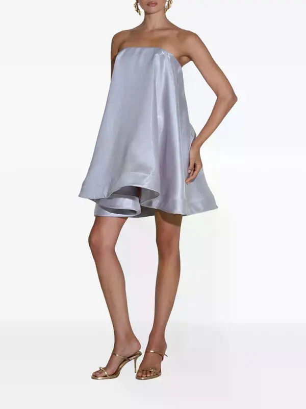 L'IDEE Strapless Mini Dress With Layered Hem - Silver