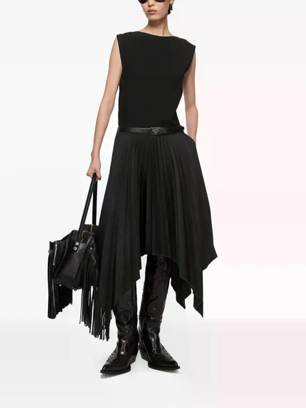 Acne Studios Pleated Asymmetrical Midi Dress - Black