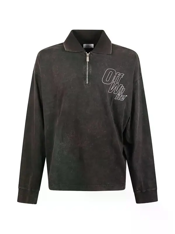 Off-White Half-zip Long-sleeved Sweater