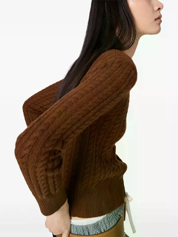 Miu Miu Cable-knit Cashmere Cardigan - Brown