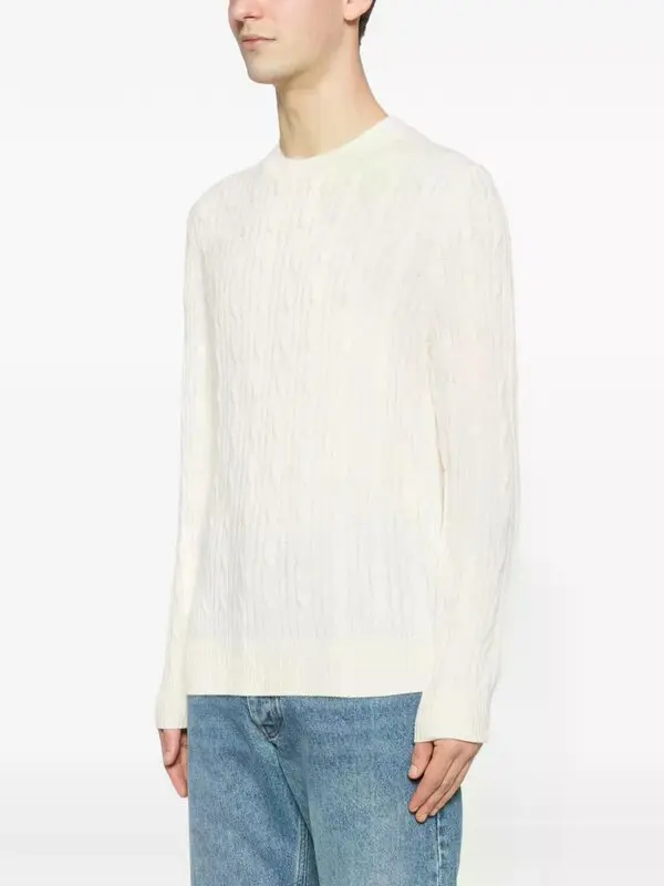 BOSS Cable-knit Wool Crew Neck Sweater