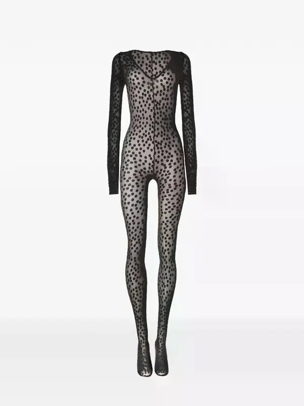 Wolford Polka Dot Long Sleeve Catsuit - Black