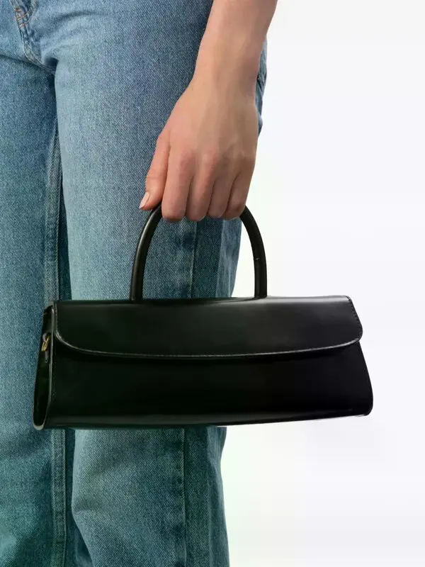 By Far Mini Longa Top Handle Bag In Semi-patent Leather