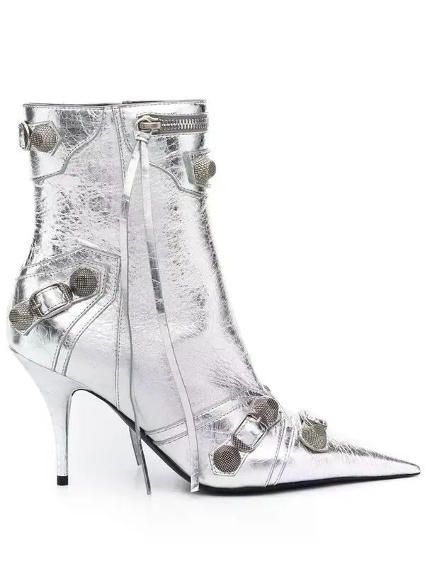 Balenciaga Cagole 90mm Metallic Ankle Boots