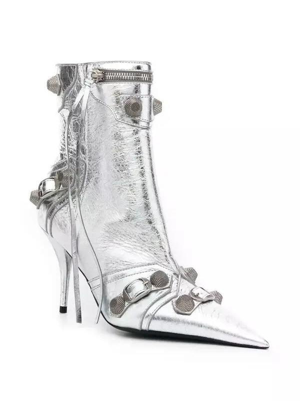 Balenciaga Cagole 90mm Metallic Ankle Boots