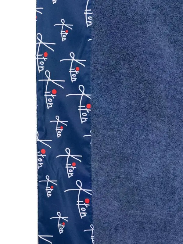 Kiton Logo Print Beach Towel - Blue
