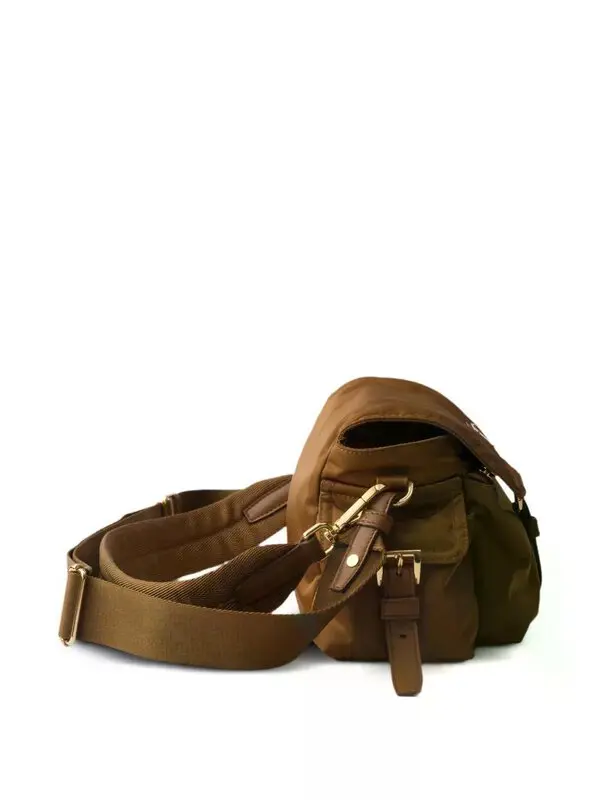 Prada Re-nylon Shoulder Bag With Leather Details - Brown