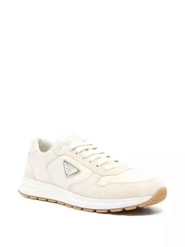Prada Ivory Logo Plaque Lace-up Sneakers