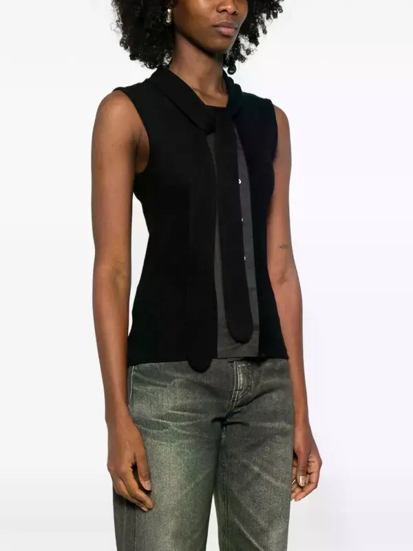 LEMAIRE Asymmetrical Fitted Sleeveless Top With Tie Detail