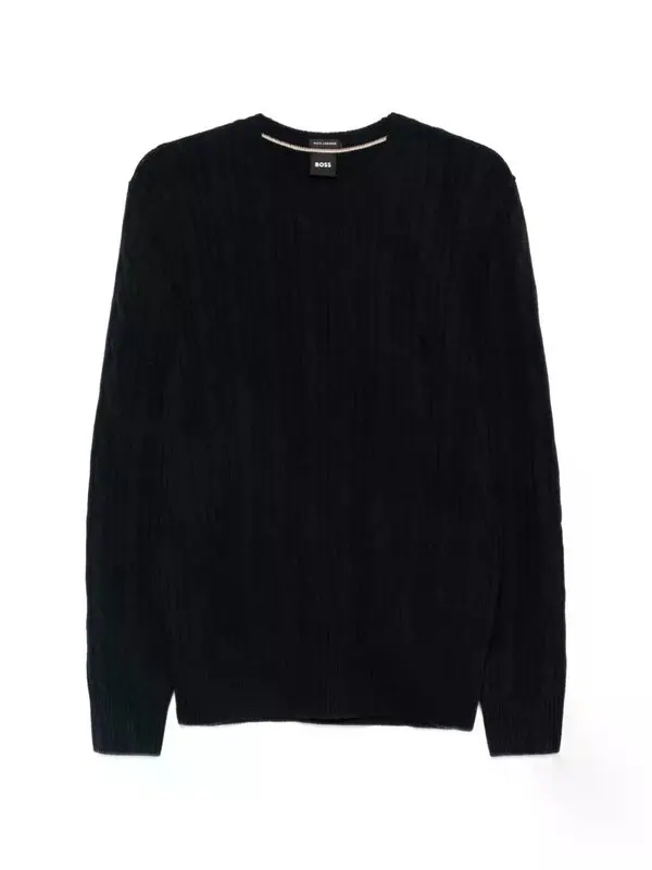 BOSS Cable-knit V-neck Sweater - Blue