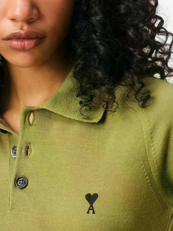 AMI Paris Merino Wool De Coeur Polo Shirt
