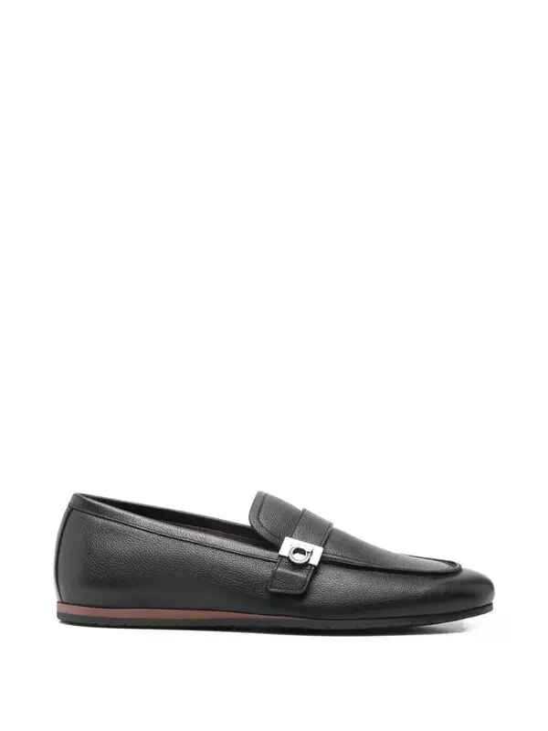 FERRAGAMO Grained Leather Loafers With Metal Detail