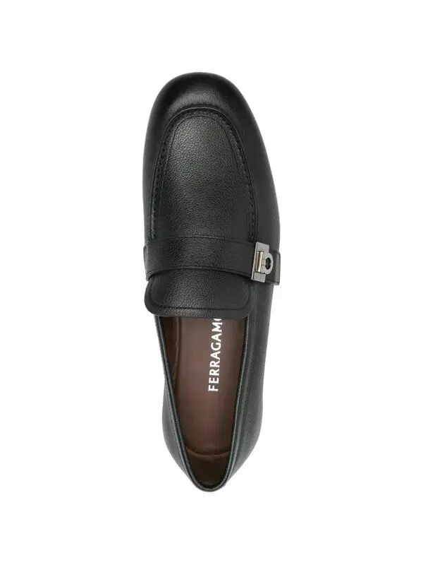 FERRAGAMO Grained Leather Loafers With Metal Detail