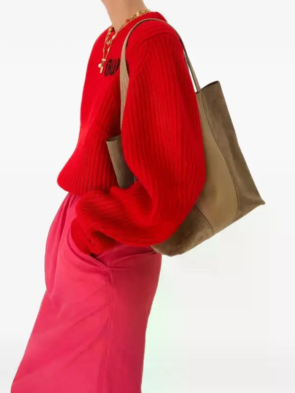 Chloé Paneled Tote Bag With Chain Detail - Neutrals
