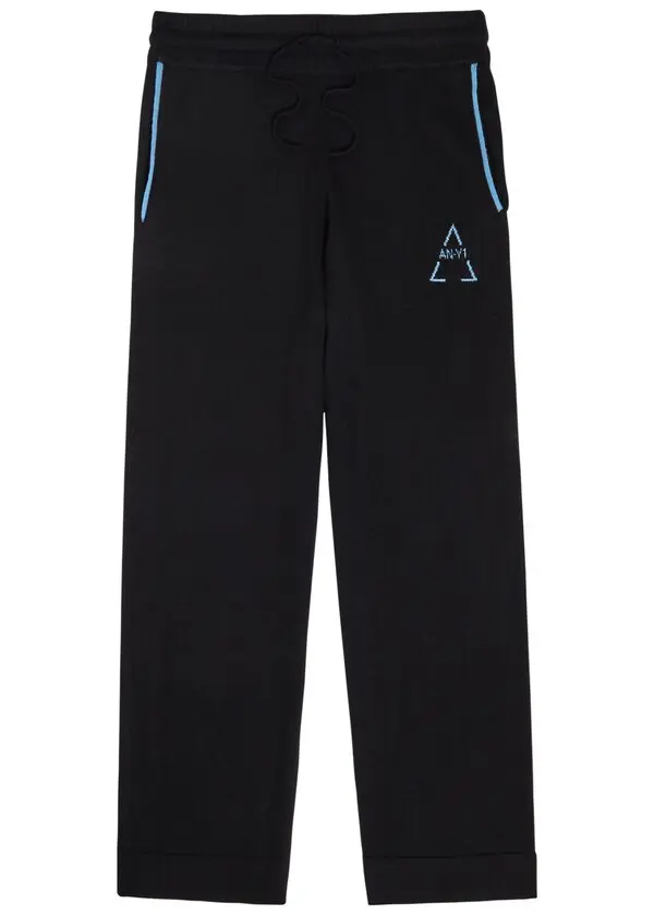 AN-Y1 Vita Logo-intarsia Cashmere Sweatpants - Black
