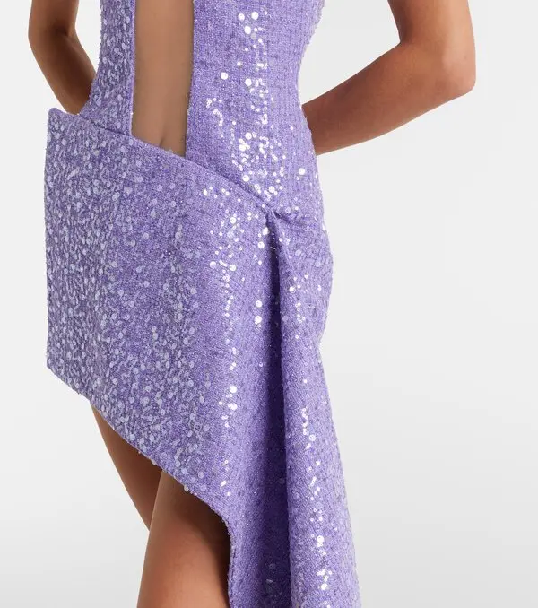 David Koma Draped Sequined Mini Dress