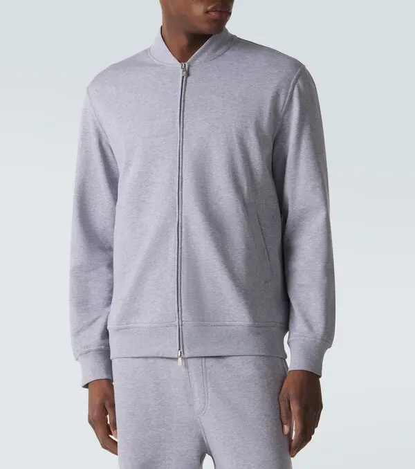 Brunello Cucinelli Cotton-blend Jersey Zip-up Sweater - Grey