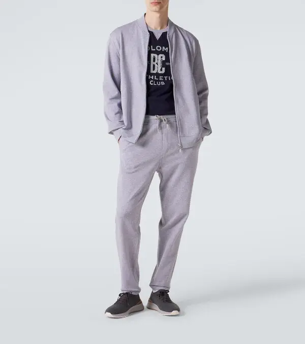Brunello Cucinelli Cotton-blend Jersey Zip-up Sweater - Grey