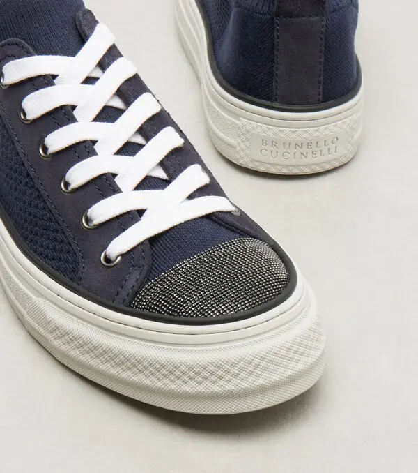 Brunello Cucinelli Monili Suede-trimmed Sneakers