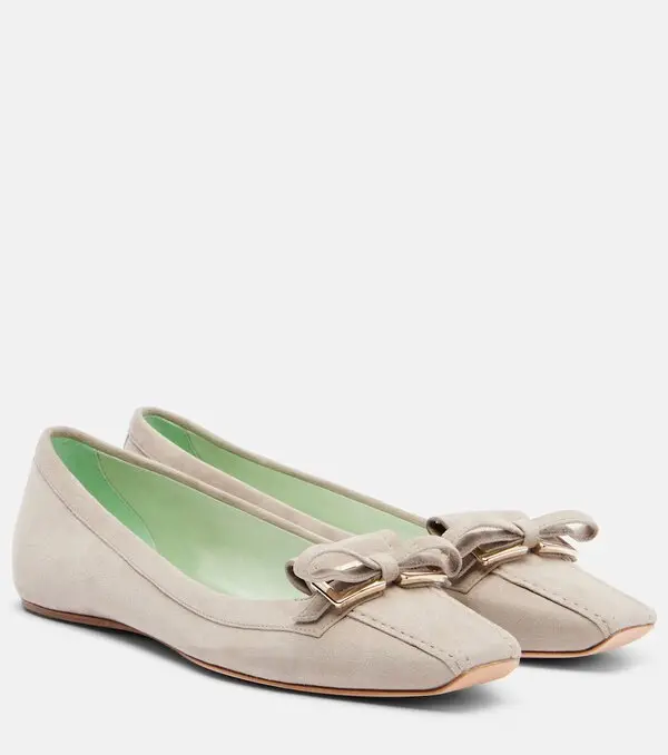 ROGER VIVIER Trompette Suede Ballet Flats - Grey