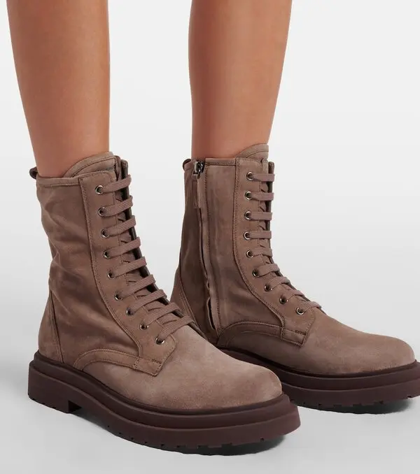 Brunello Cucinelli Suede Lace-up Boots