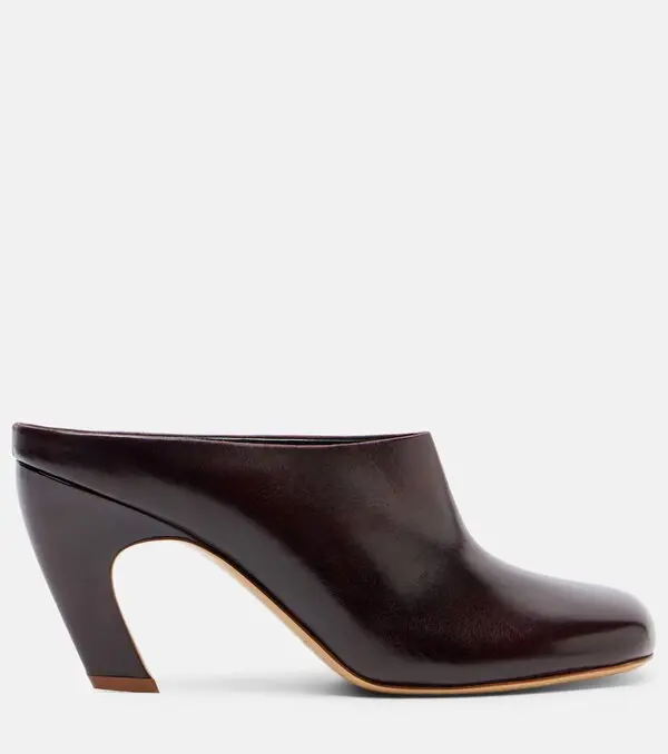 Le Monde Beryl Mica Leather Mules - Burgundy