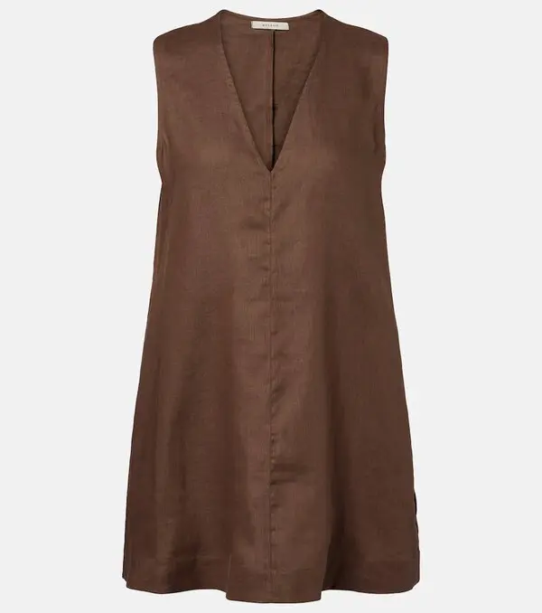 Asceno Derya Linen Minidress - Brown