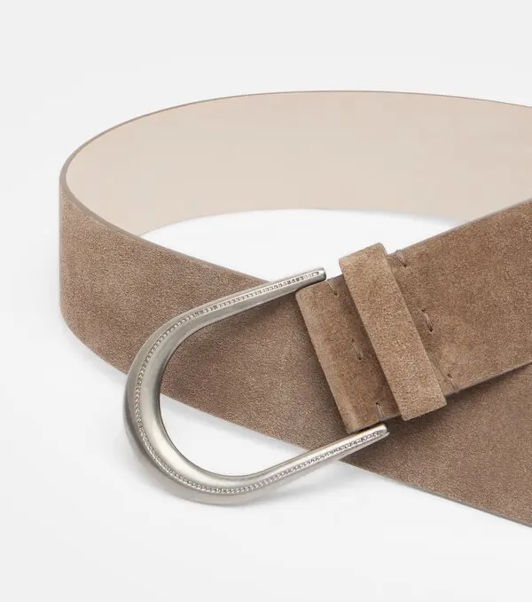 Brunello Cucinelli Monili Suede Belt - Beige