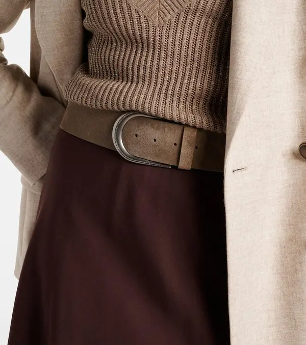 Brunello Cucinelli Monili Suede Belt - Beige