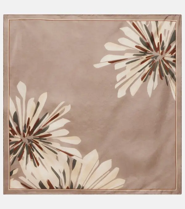 Brunello Cucinelli Floral Silk Twill Scarf