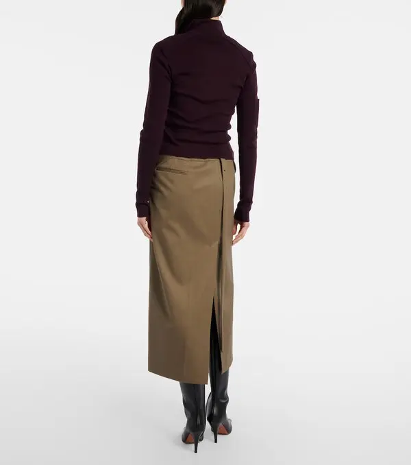 Victoria Beckham Wool-blend Midi Skirt With Belted Detail