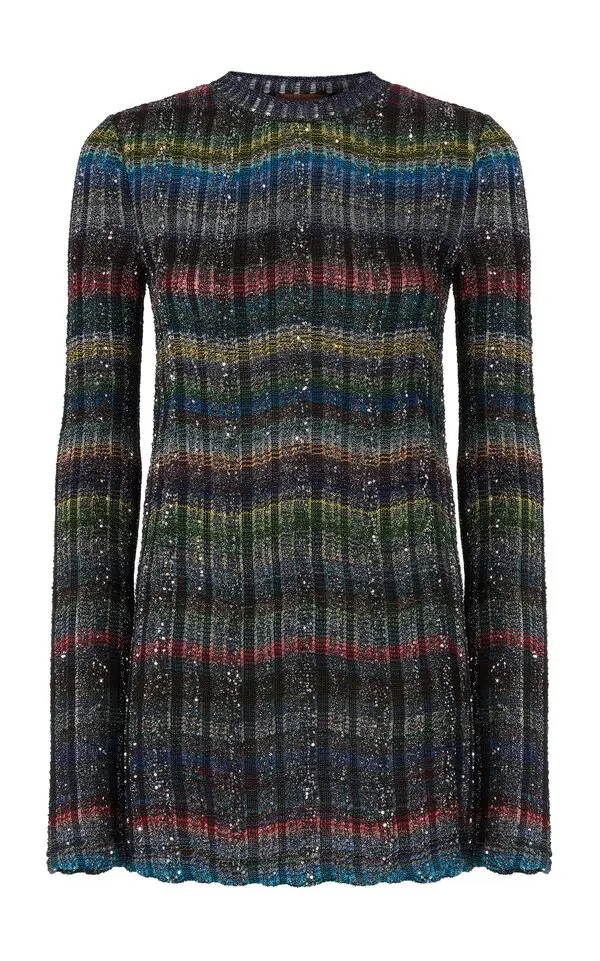 Missoni Wavy Checkered Loom Knit Sweater - Multi