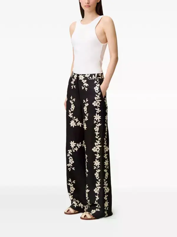 Claudie Pierlot Wide-leg Floral Print Trousers - Black