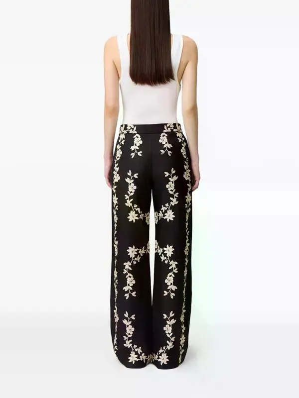 Claudie Pierlot Wide-leg Floral Print Trousers - Black