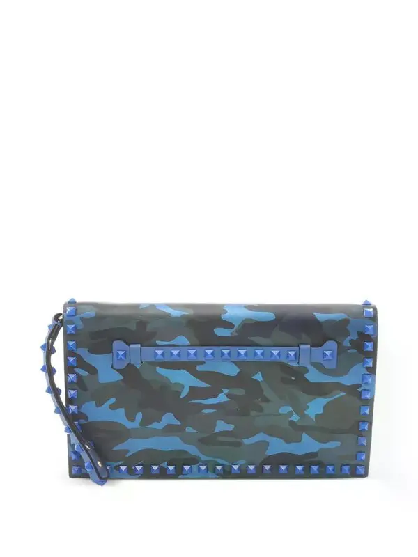 Valentino Garavani 2000s Camouflage Studded Clutch Bag - Blue