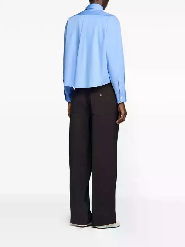 Sandro Cropped Logo Zip Cotton Shirt
